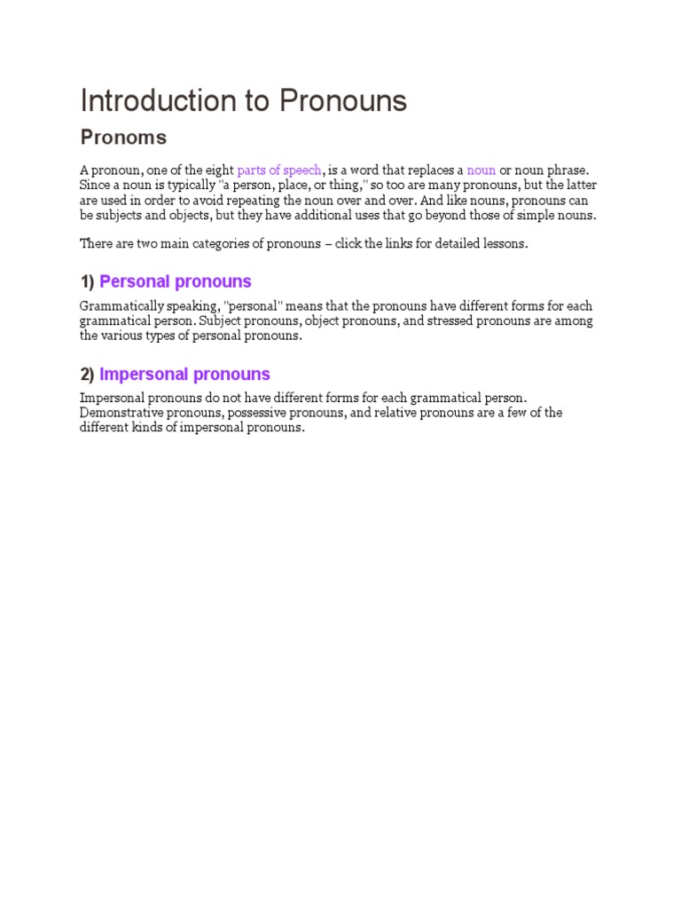 1) Introduction To Pronouns | PDF