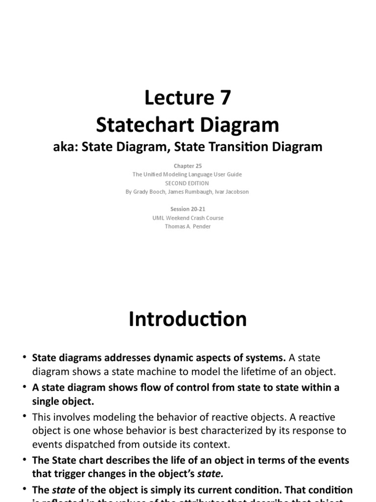 Lecture 7 - Statechart Diagram - Online | PDF | Unified Modeling ...