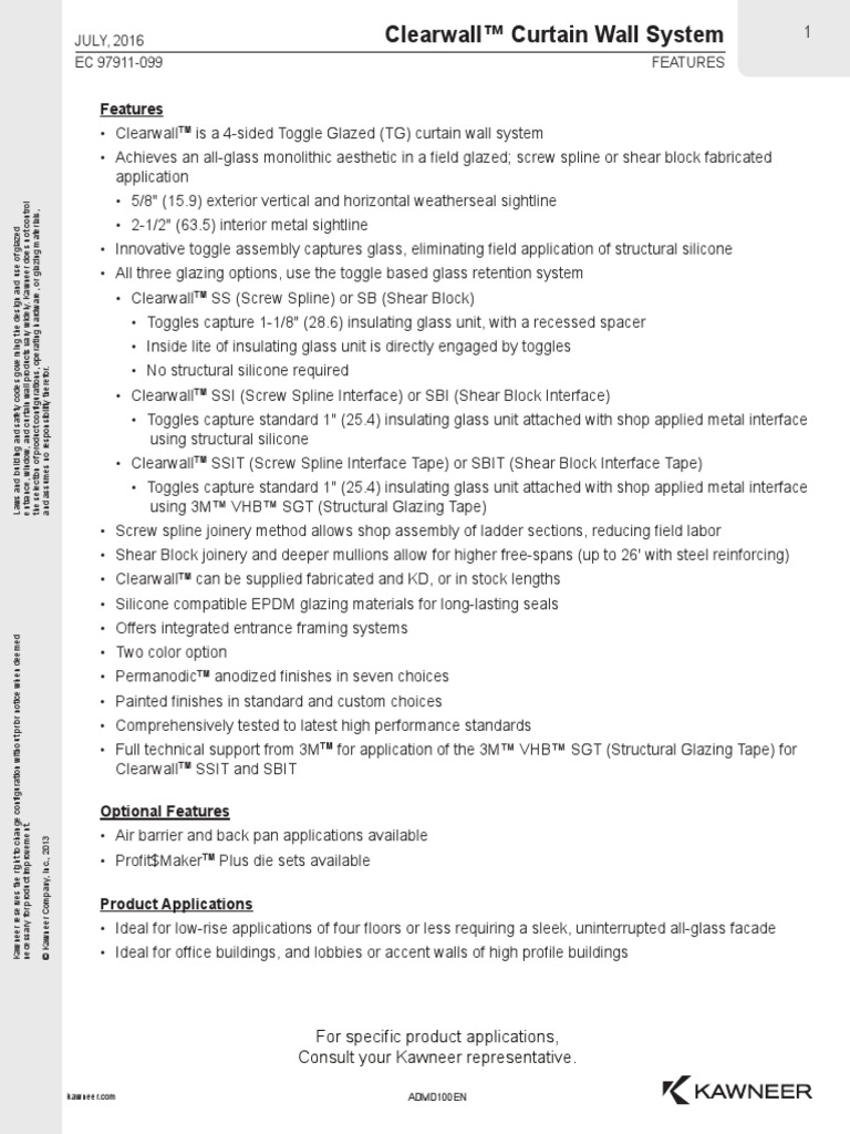14 - Clearwall™ Curtain Wall System PDF | PDF | Window | Door