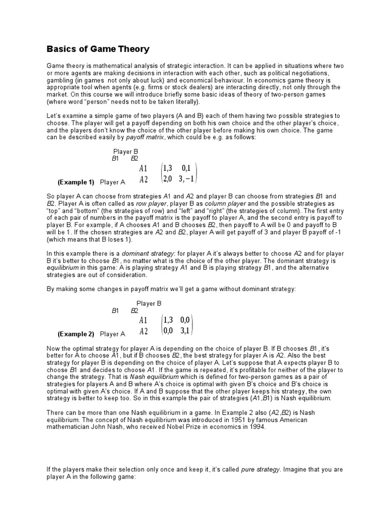 Basics of Game Theory | PDF | Confidence Interval | Teaching Mathematics