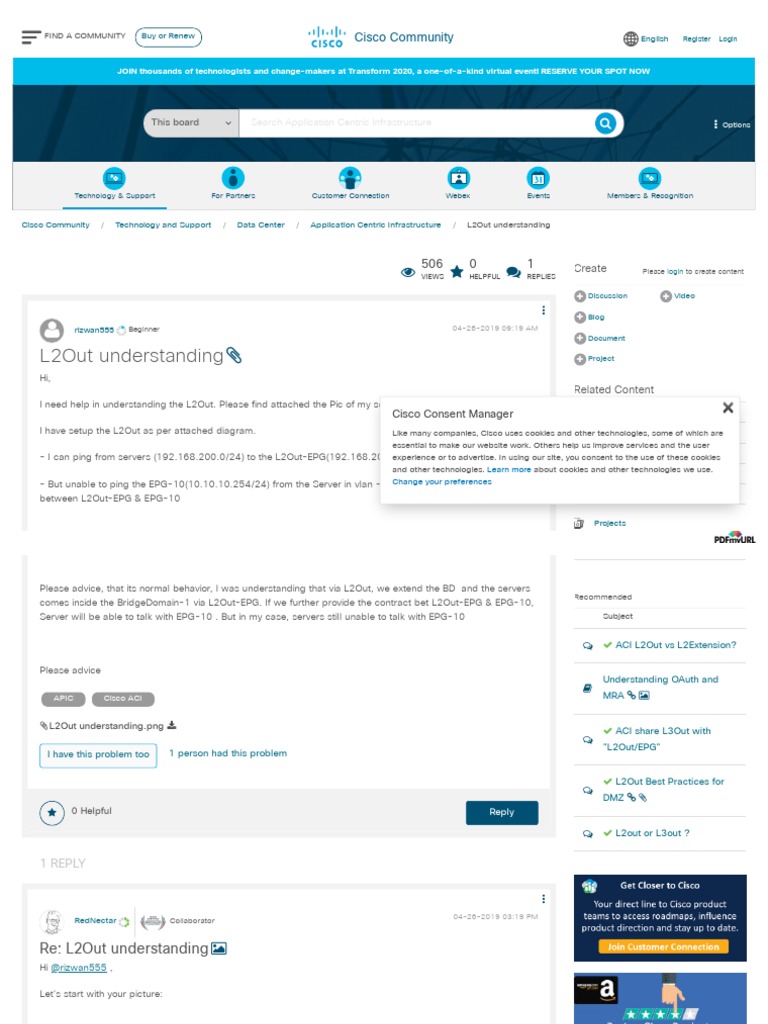 L2Out Understanding: Cisco Community | PDF | Http Cookie | Router (Computing)