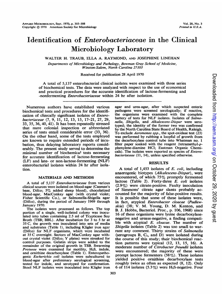 Identifcation of Enterobacteriaceae | PDF | Prokaryote | Microorganism
