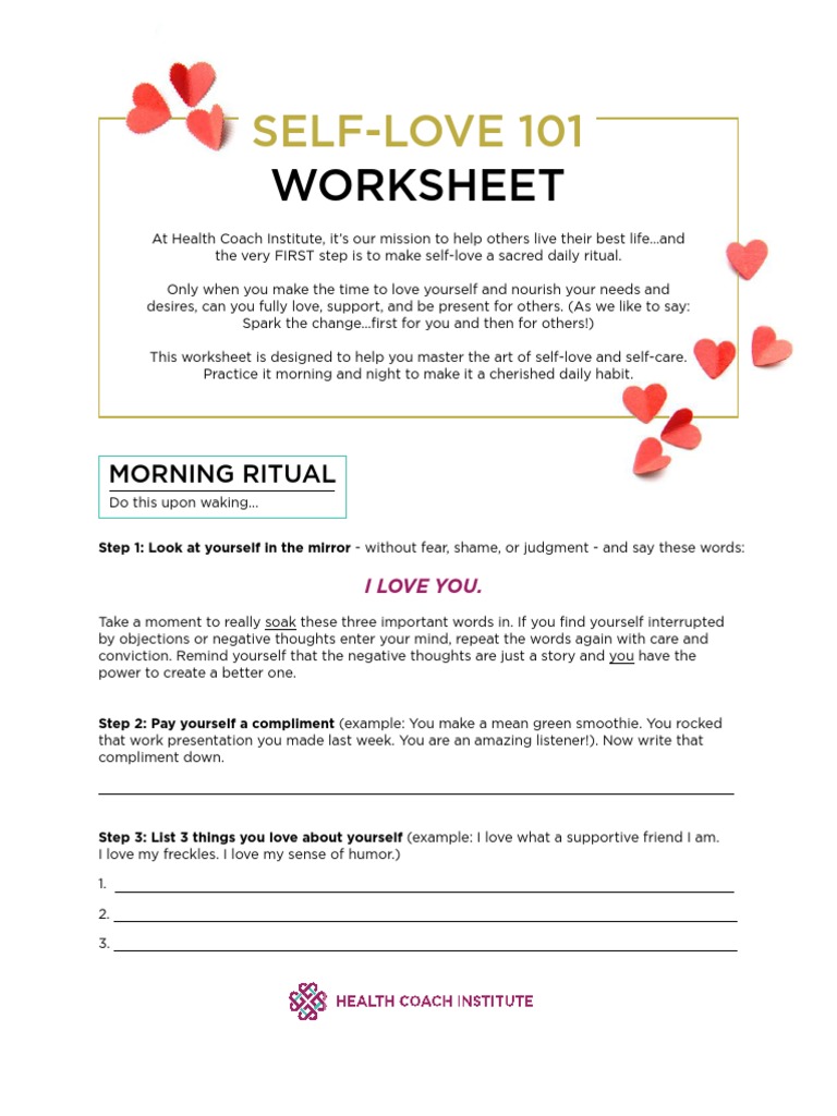 Self-Love Morning Ritual Worksheet | PDF