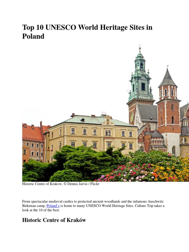 Top 10 UNESCO World Heritage Sites in Poland: Historic Centre of Kraków ...