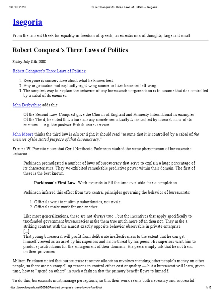 Robert Conquests Laws | Conquest’s Second Law illustrated – PRVOE