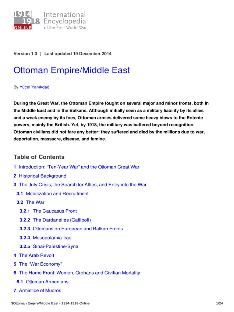 1914 1918 Online Ottoman - Empiremiddle - East 2014 12 19 PDF | PDF ...
