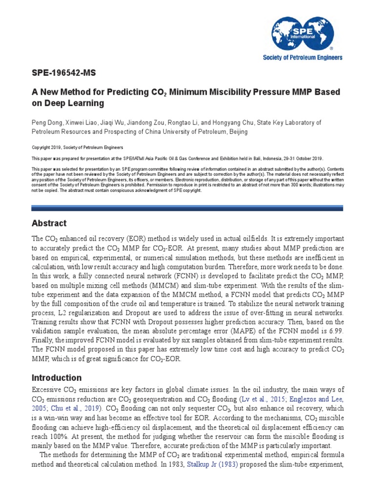 SPE-196542-MS A New Method For Predicting CO Minimum Miscibility Pressure MMP Based On Deep ...