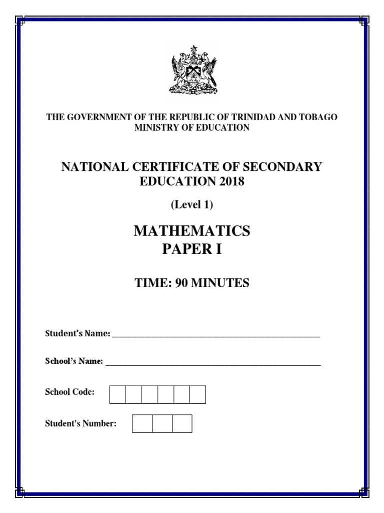 NCSE 2018 Math Paper I - 7th Feb 2018 - Final | PDF | Elementary ...