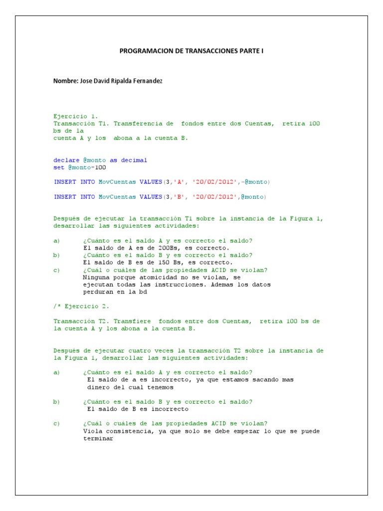 PROGRAMACION DE TRANSACCIONES PARTE I David Ripalda | PDF | Bases de ...