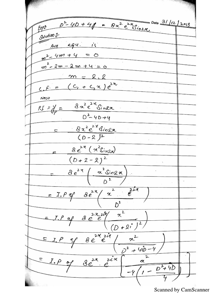 Exercise of Particular Integral | PDF