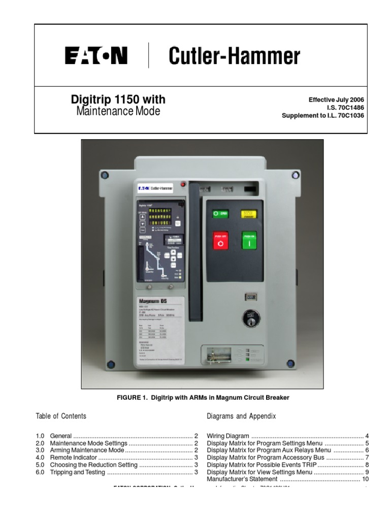 Cuttler-Hammer Digitrip 1150 | PDF | Switch | Relay