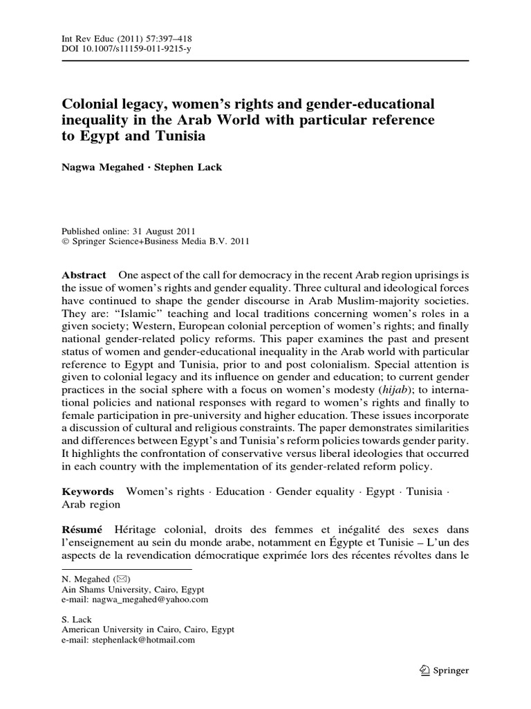 Examining Gender Inequality in Education in Egypt and Tunisia ...