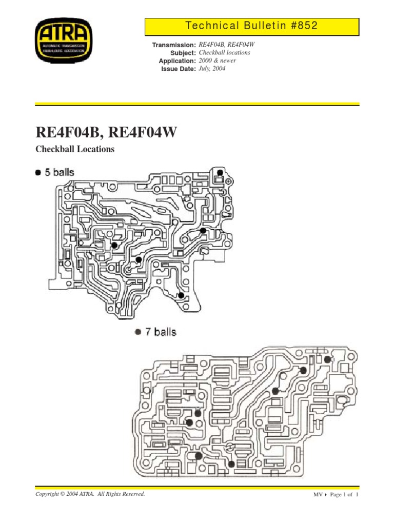 Atb852 RE4F04B, RE4F04W CHECK BALL LOCATIONS | PDF