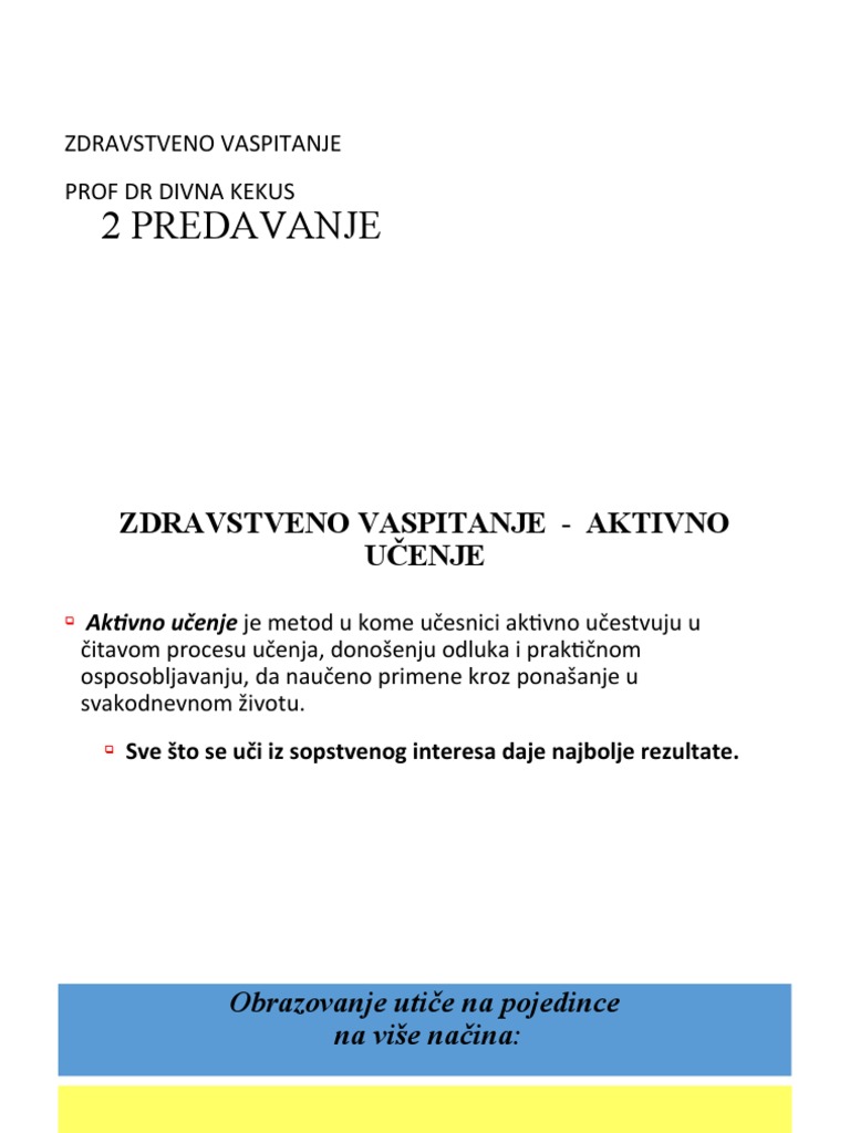 2 Divna Kekus ZV - ZDRAVLJE - AKTIVNO UCENJE | PDF