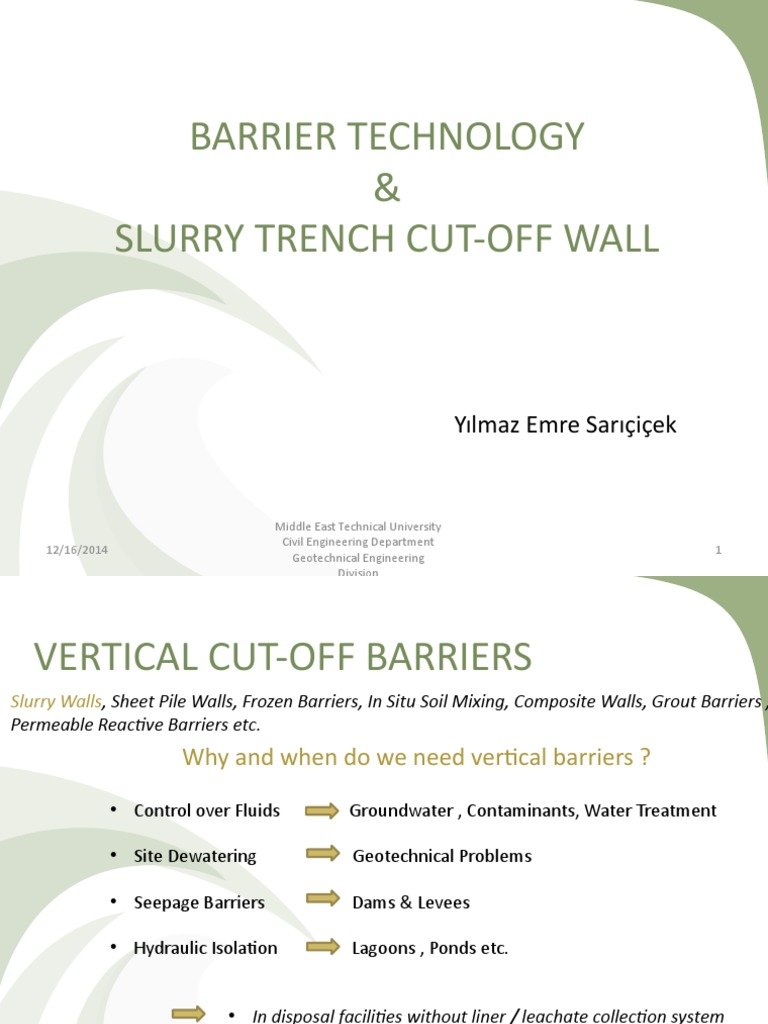 An In-Depth Analysis of Slurry Trench Cut-Off Wall Technologies for ...