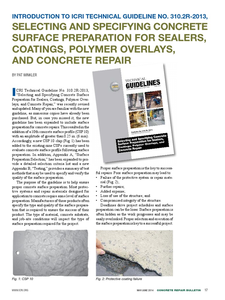 Concrete Surface Prep Guide for Coatings & Repairs | PDF | Surface ...