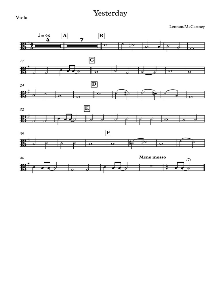 Yesterday - Viola | PDF