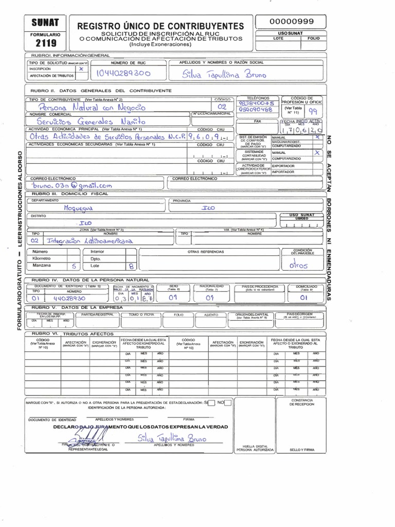 Formulario 2119 | PDF