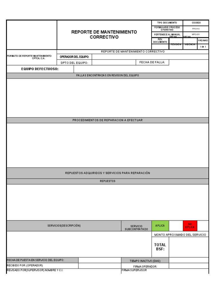 Formato de Mtto-Correctivo FMC-012 | PDF | Informática | Informática y tecnología de la información