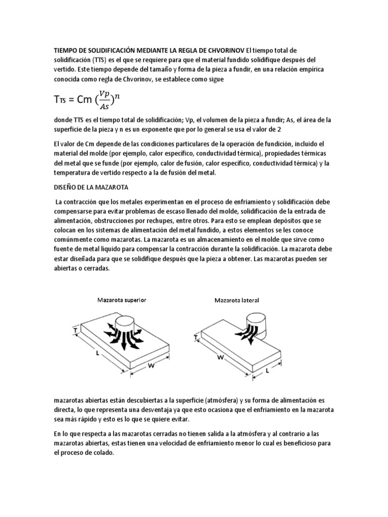 Cálculo de Mazarotas en Fundición | PDF | Congelación | Derritiendo