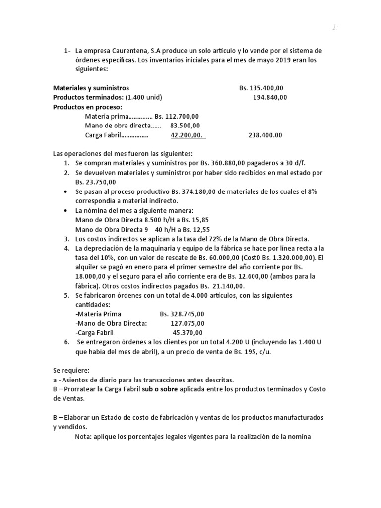 Costos Soluc Ejerc Carga Fabril Aplicada (Autoguardado) | PDF | Inventario | Costo