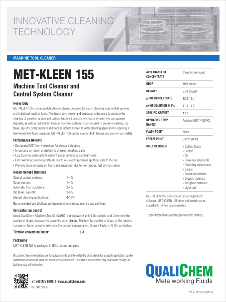 Met-Kleen 155: Innovative Cleaning Technology | PDF | Soil | Chemical ...