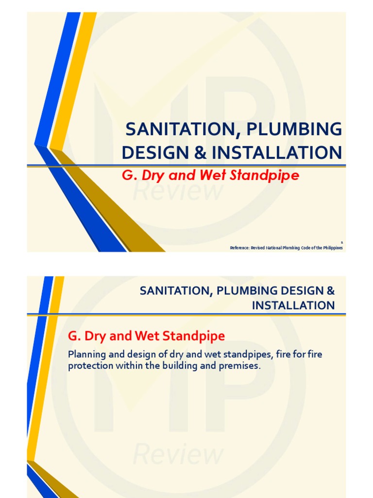 Sanitation, Plumbing Design & Installation: G. Dry and Wet Standpipe ...