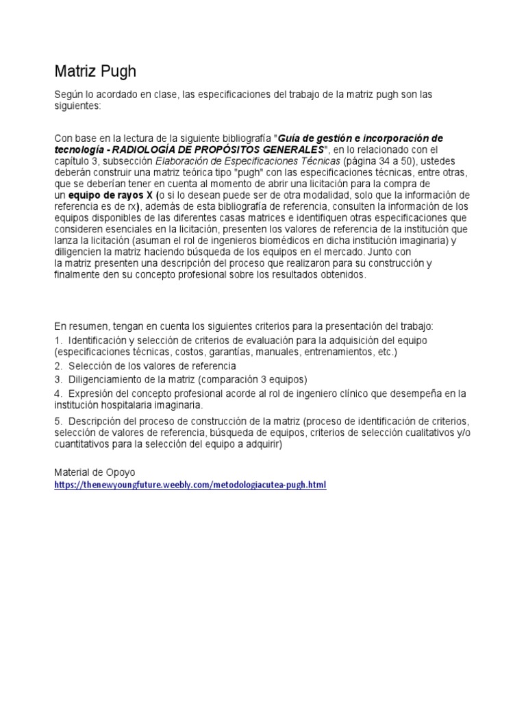 Matriz de Pugh para La Toma de Decisiones | PDF | Rayo X | Ánodo
