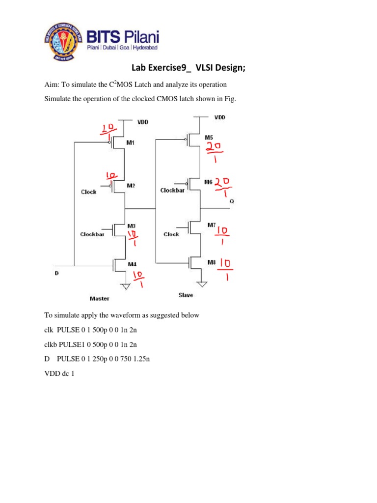 VLSI C2MOS Latch Simulation Guide | PDF