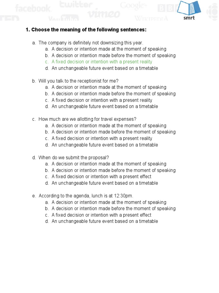 Understanding Future Intentions in English | PDF