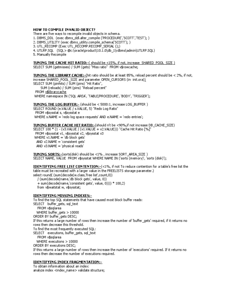 Dba Tuning | PDF | Database Index | Oracle Database