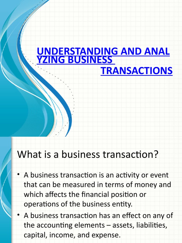 Understanding and Anal Yzing Business Transactions | PDF | Debits And ...