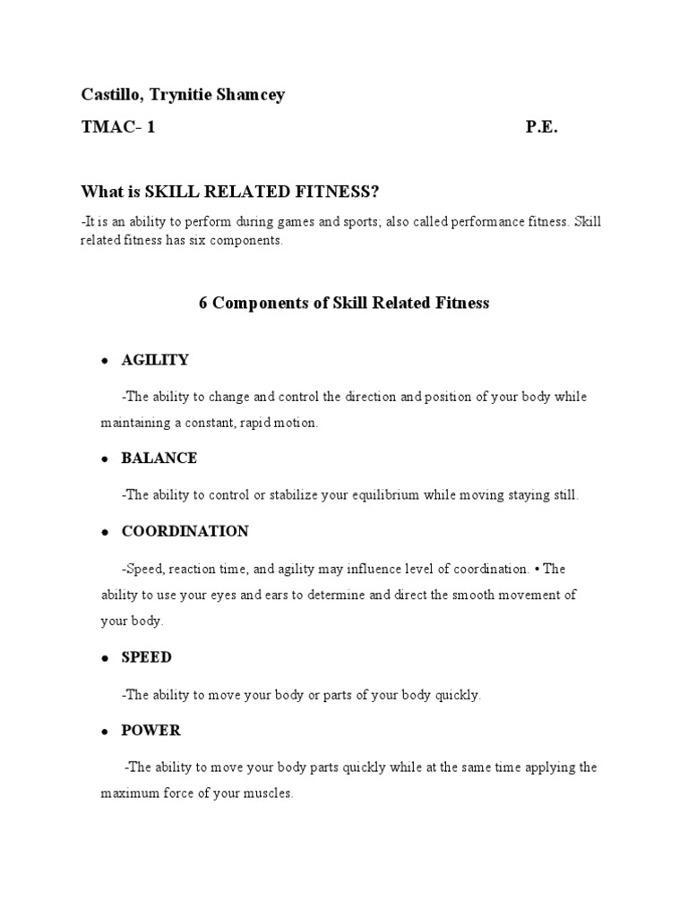 Six Components of Skill-Related Fitness: Agility, Balance, Coordination ...