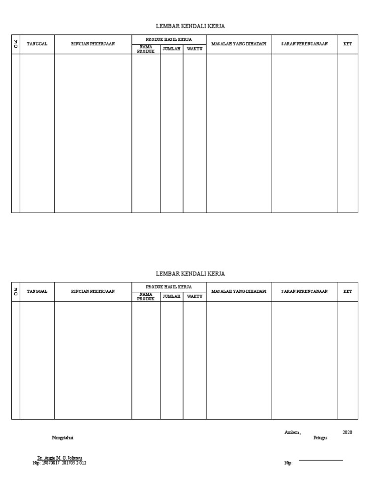 Lembar Kendali Kerja | PDF