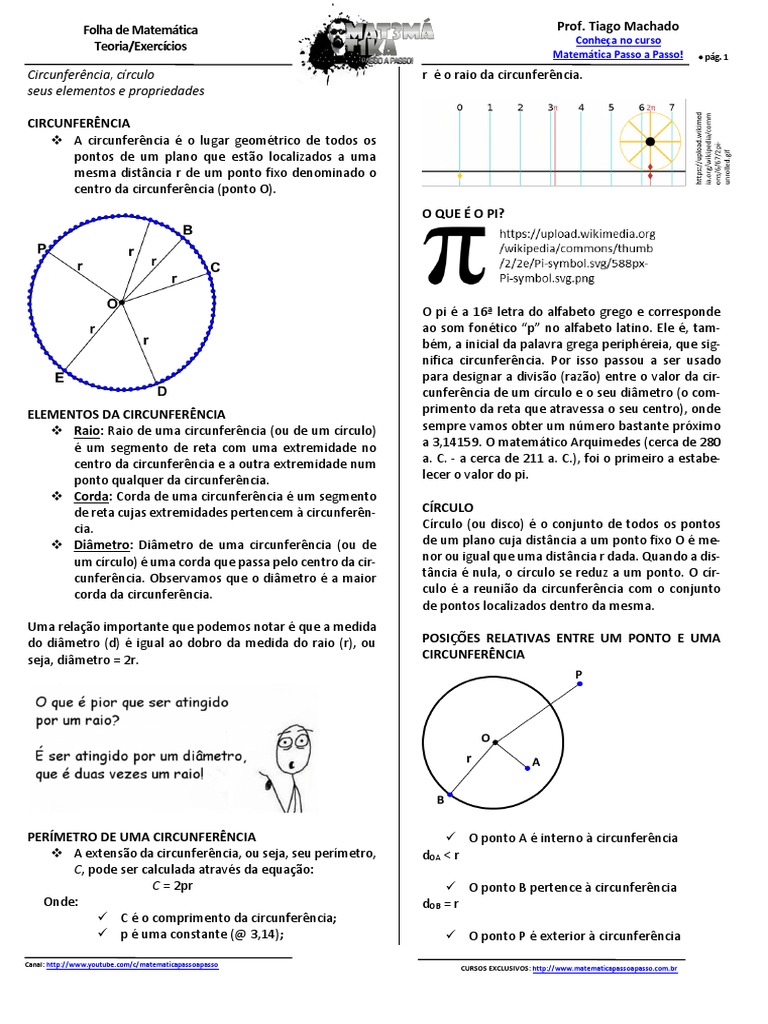 Circunferência e Circulo - Matemática Passo A Passo PDF | PDF | Círculo ...