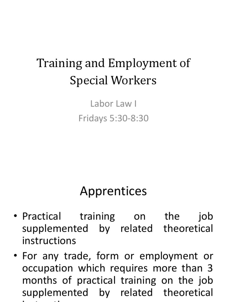 Training and Employment of Special Workers | PDF | Apprenticeship ...
