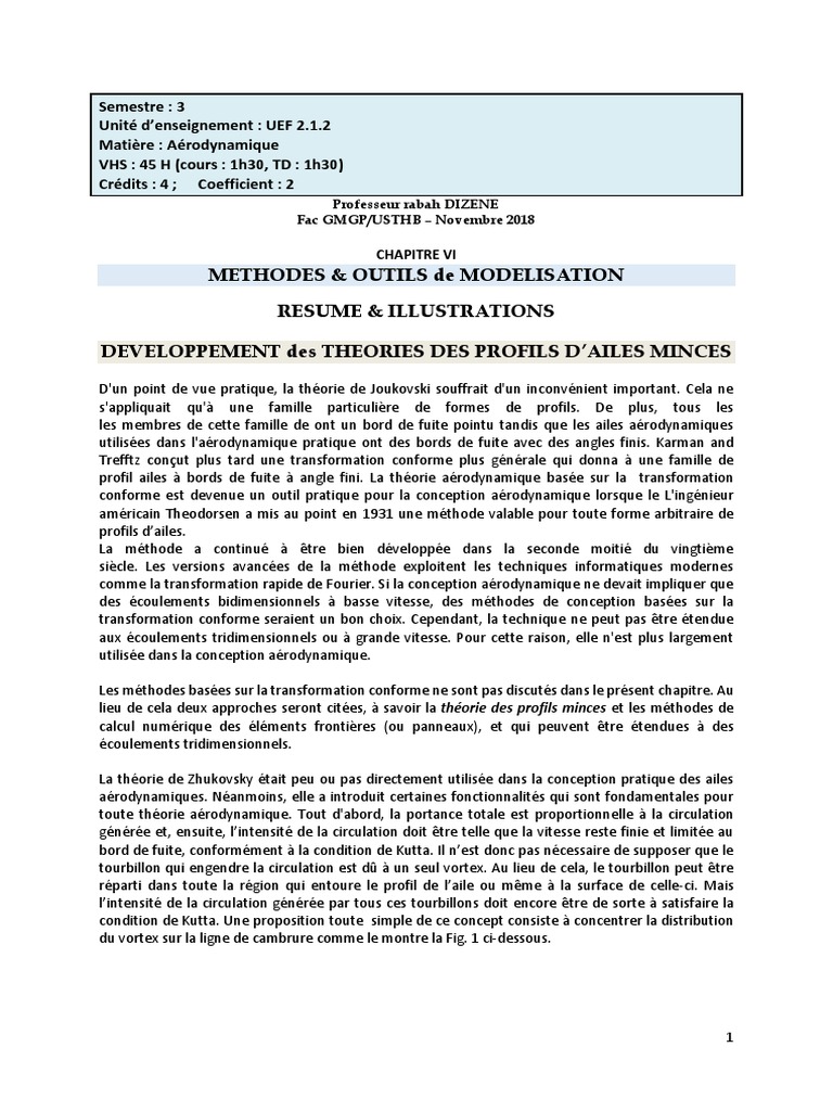 Theorie Profils Minces - 2019 | PDF | Profil (aérodynamique) | Aérospatiale