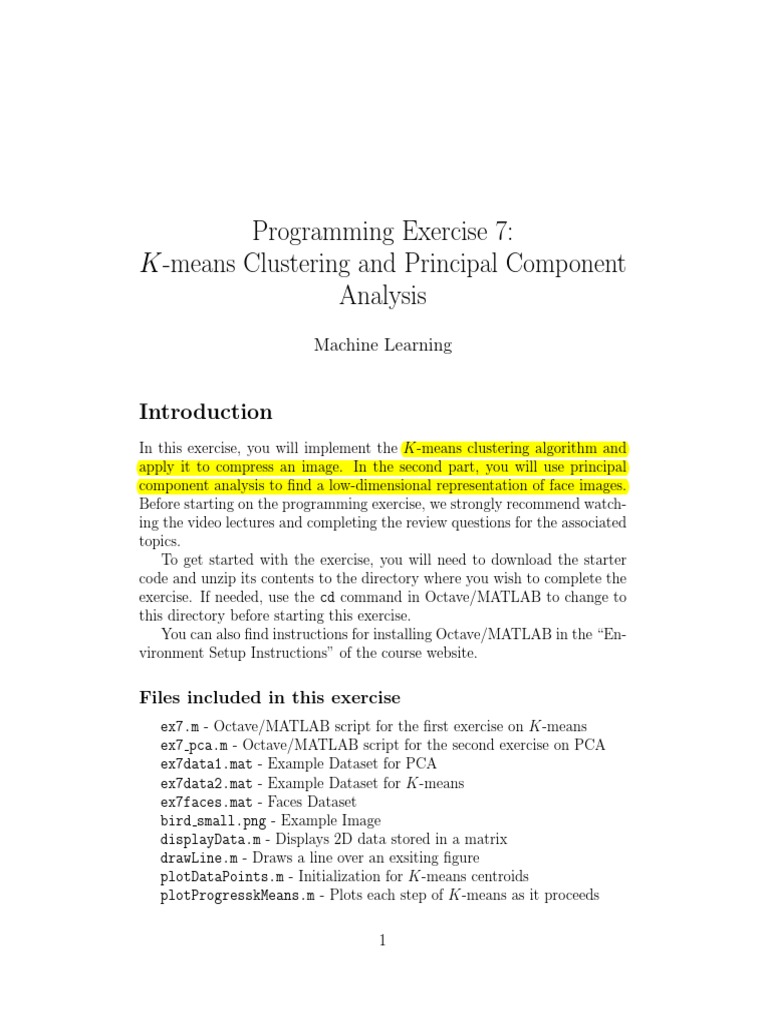 K-Means Clustering and PCA | PDF | Principal Component Analysis ...