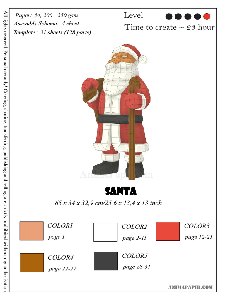 Santa Claus Paper Model Instructions | PDF | Communication Design ...