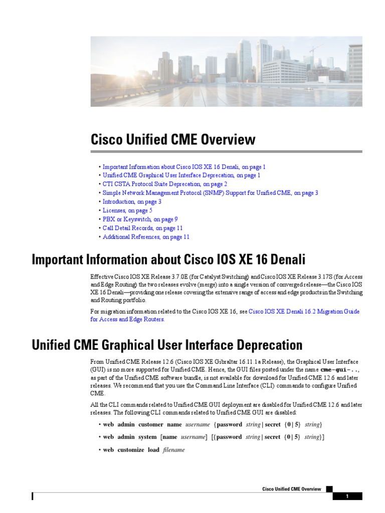 Cisco Unified CME Overview: Important Information About Cisco IOS XE 16 Denali | PDF | Voice ...