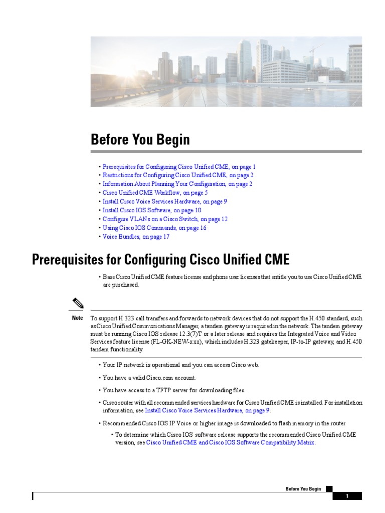 Before You Begin: Prerequisites For Configuring Cisco Unified CME | PDF ...