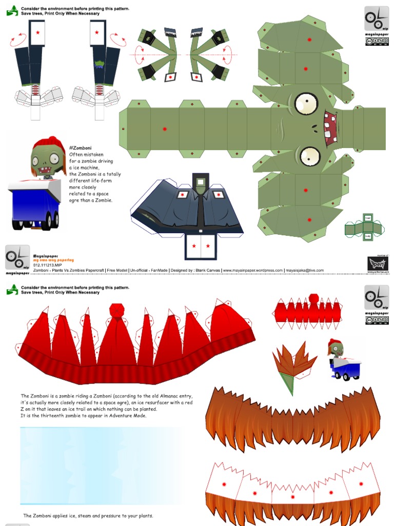 Zomboni - Plants Vs Zombies Papercraft - MIP PDF | PDF