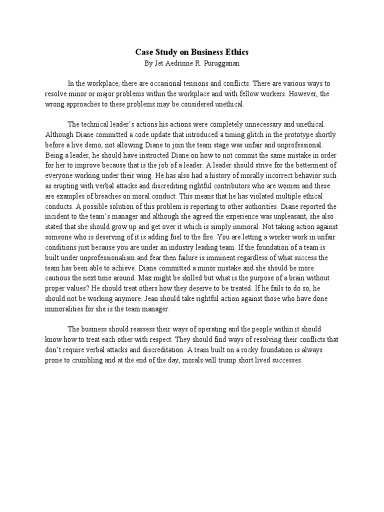 Workplace Ethics Case Study Analysis | PDF | Morality | Applied Ethics
