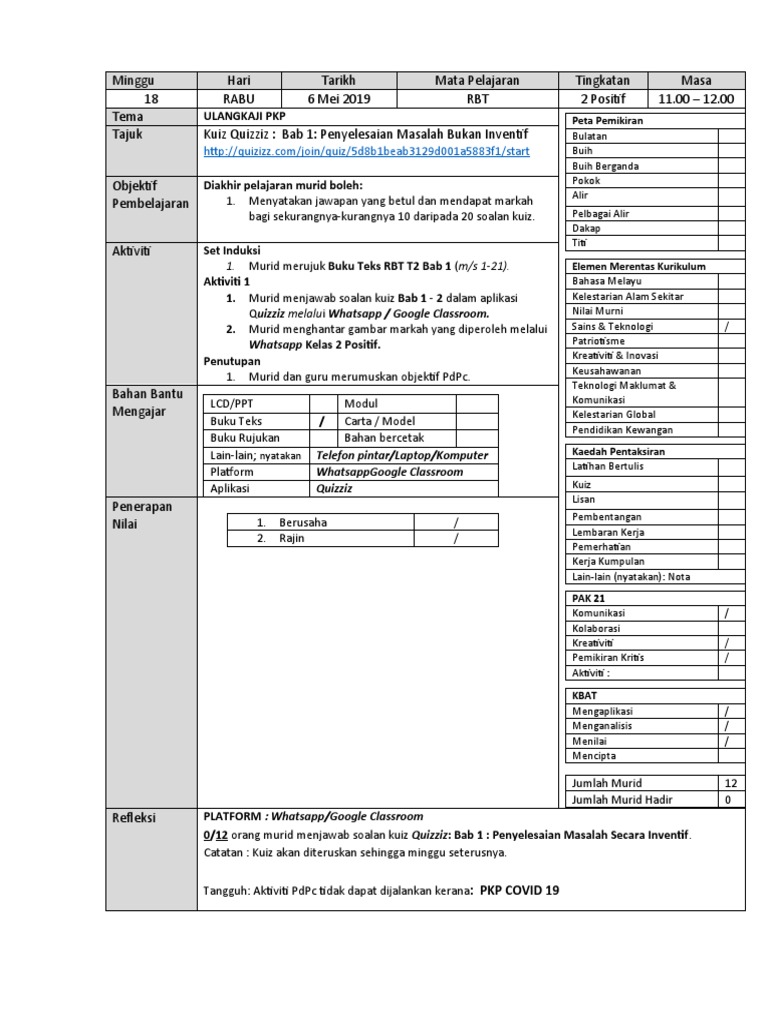 RPH - Minggu 18 - PKP | PDF