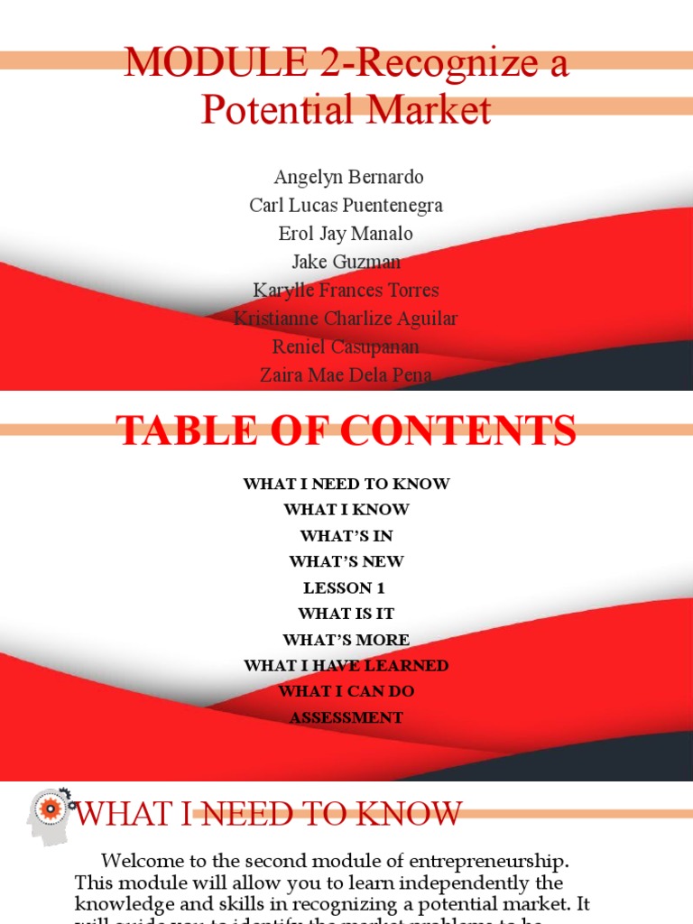 MODULE 2-Recognize A Potential Market | PDF | Entrepreneurship ...