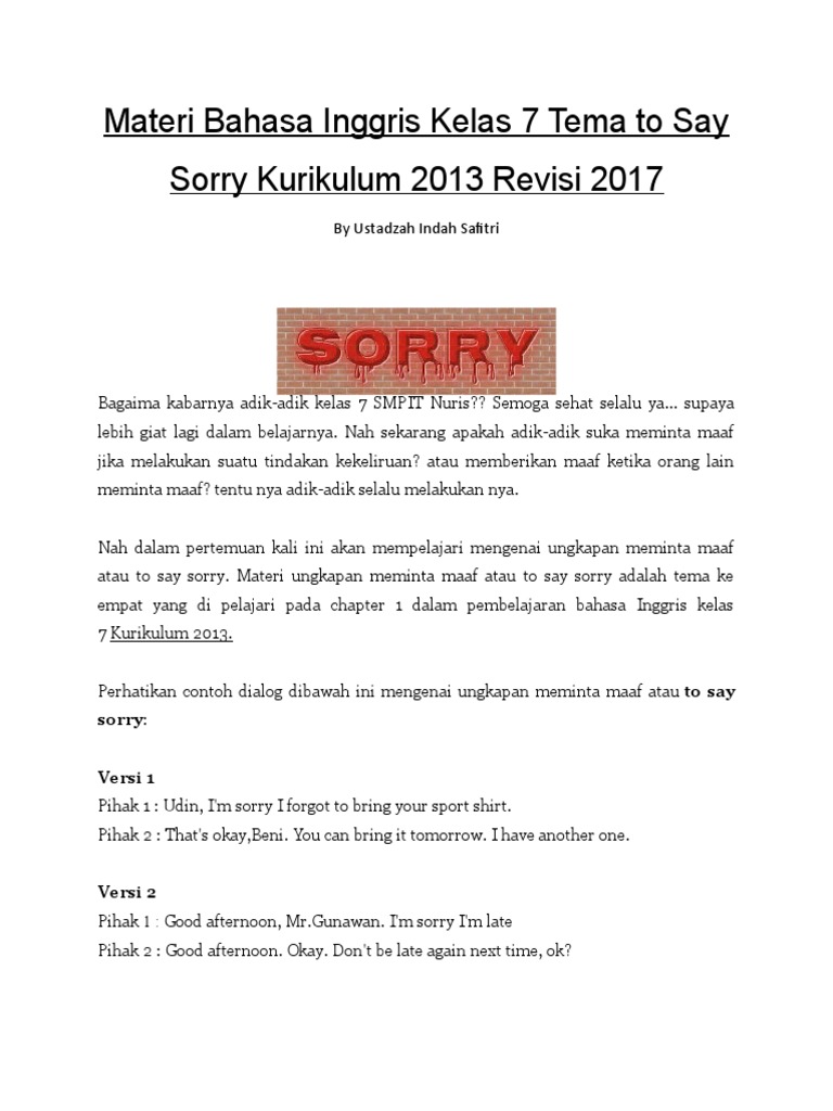 APOLOGIZING | PDF | Karier & Perkembangan | Seni & Disiplin Bahasa