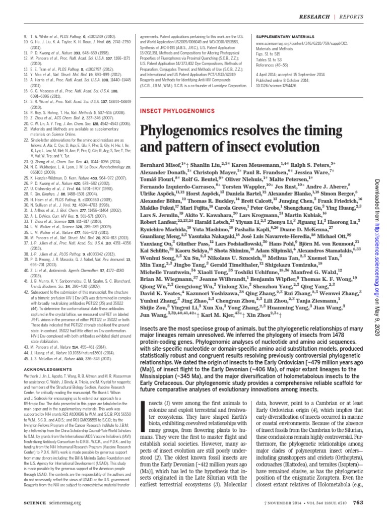 P1 - B - 2014 - Misof - Et - Al - 2014 - Insect Phylogenomics - SI PDF ...