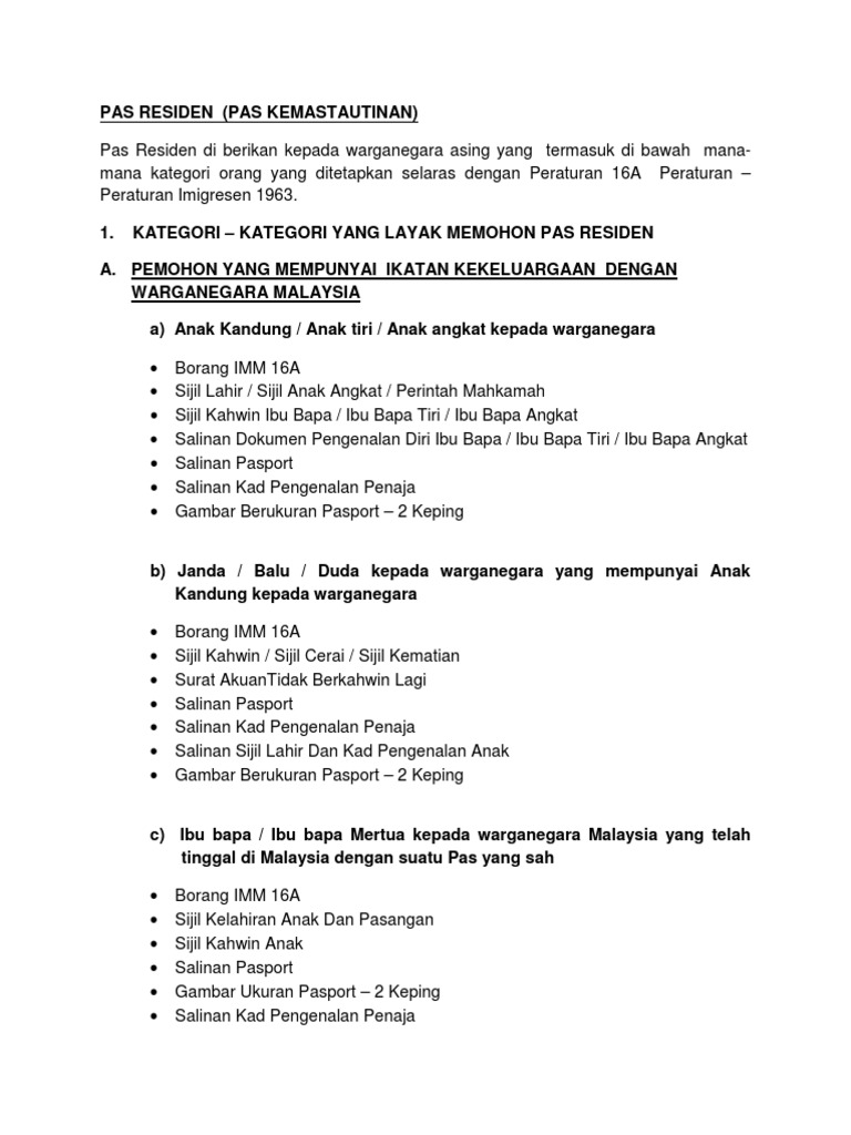 Pas Residen Portal Imigresen PDF | PDF
