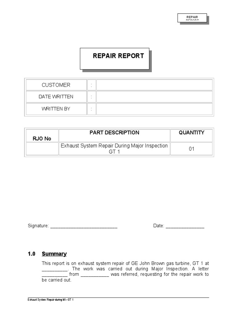 GT 1 Serdang Exh Repair Report | PDF | Building Insulation | Mechanical ...
