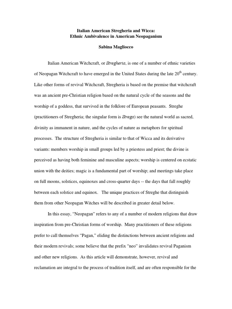 Italian American Stregheria and Wicca - Sabina Magliocco | PDF ...